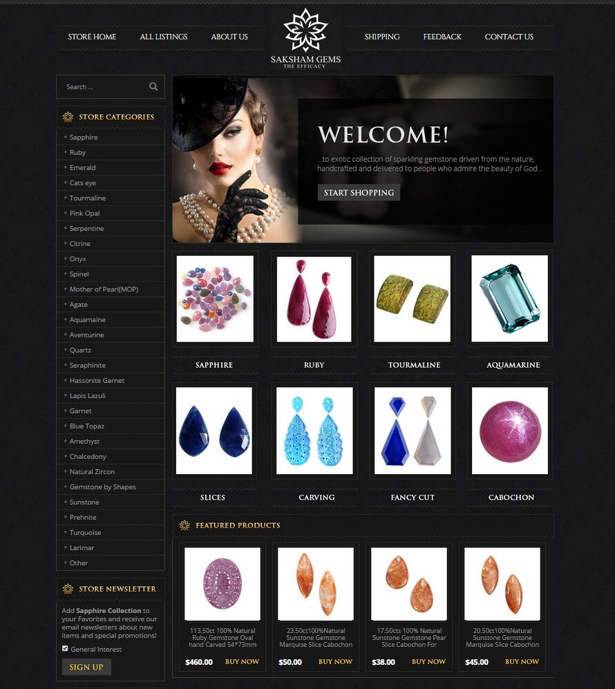 A Glamorous eBay Jewelry Store for Sapphire Collections